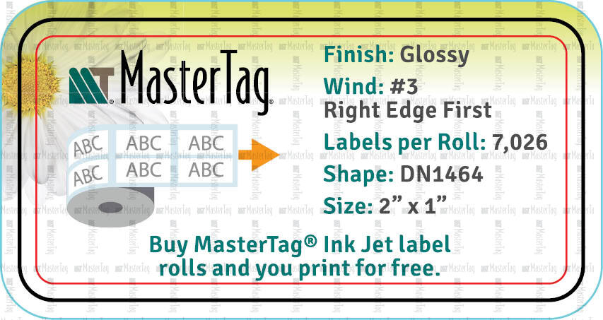 Blank Inkjet Adhesive Label Glossy Roll 2"w x 1"h Pressure Sensitive