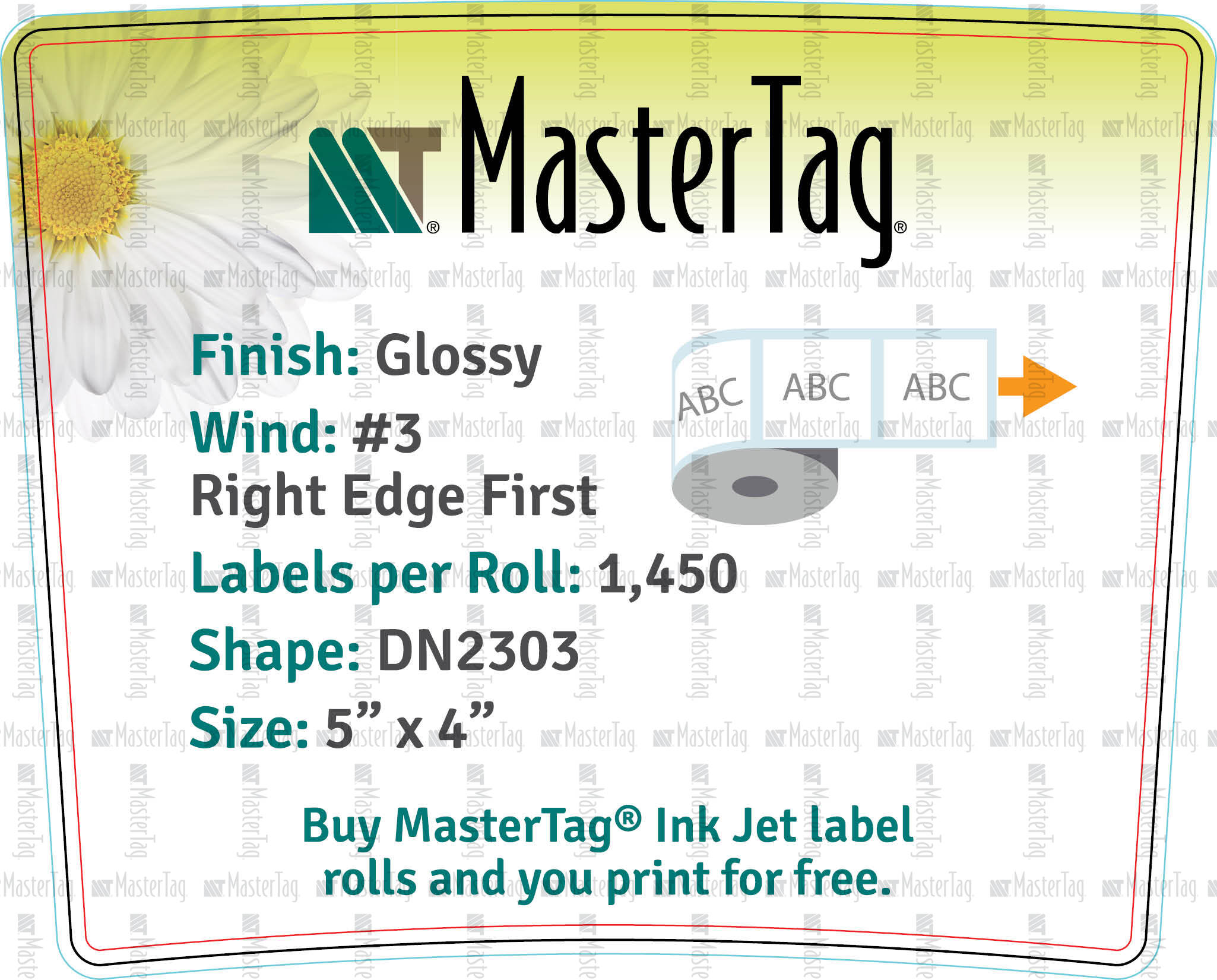 Blank Inkjet Adhesive Label Glossy Roll 5"w x 4"h Pressure Sensitive Label