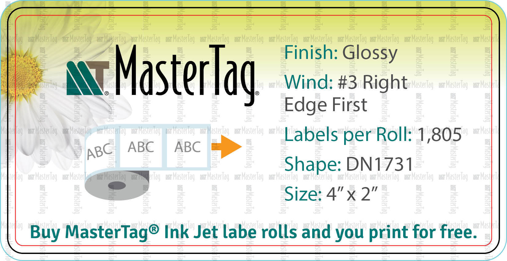 Blank Inkjet Adhesive Label Glossy Roll 4"w x 2"h Adhesive Label