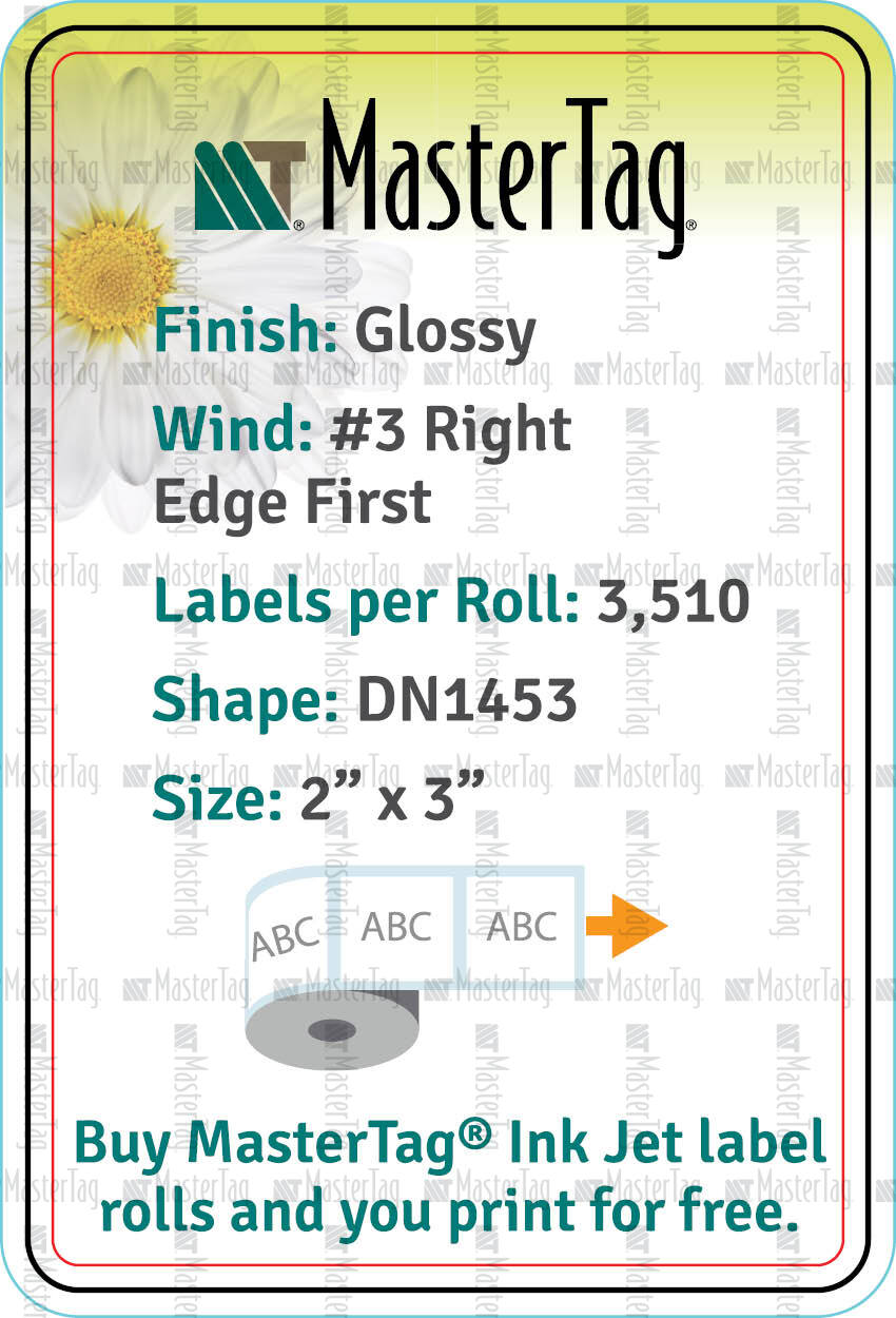 Blank Inkjet Adhesive Label Glossy Roll 3"w x 2"h Adhesive Label