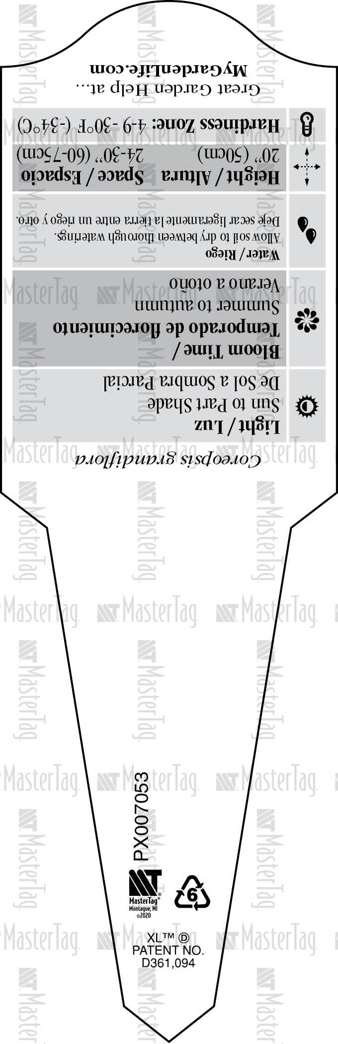 Tickseed 'Rising Sun' Universal XL Stake Tag
